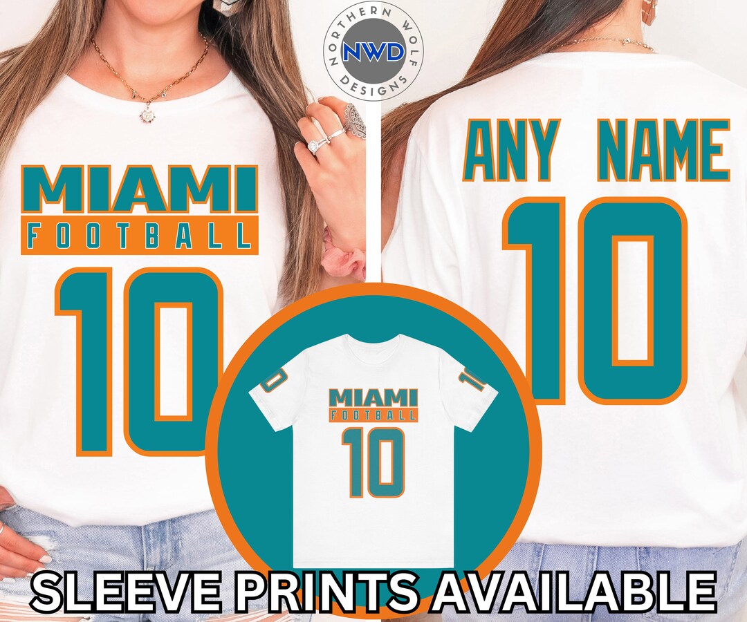 Custom Miami Football Jersey T-shirt, Customizable-any Name, Any Number ...