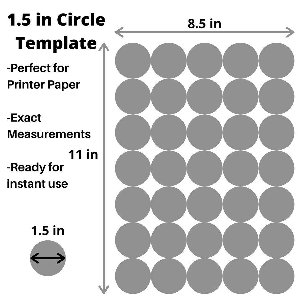 1.5 Inch Circle Pattern L Paper Size Letter L Ready for Instant Use L ...