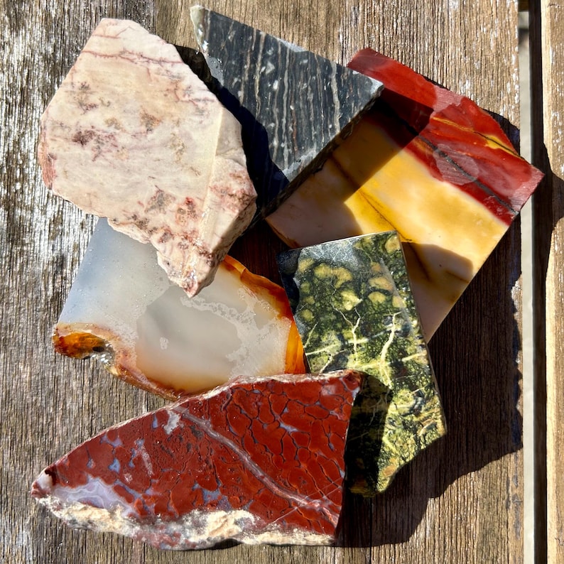 6 Pack Cab Slab Delight, Mixed Lapidary Slab Lot, Small Slabs, Multi ...