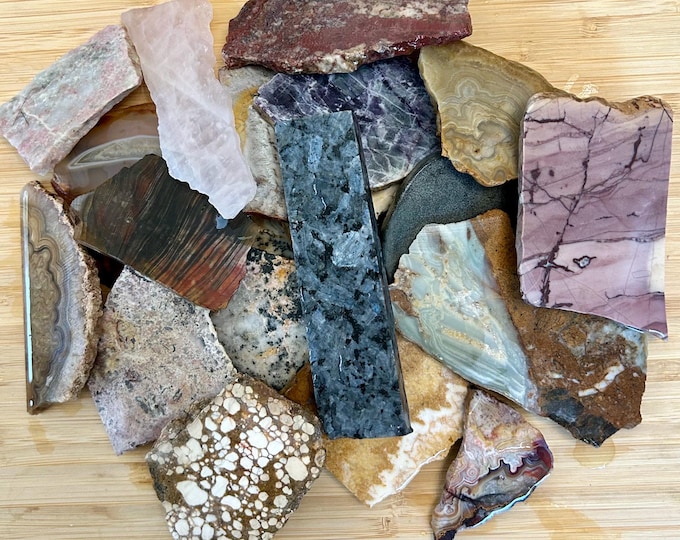 2 Pounds Lapidary Small Mixed Slab Lot: 21 Slabs (907g Total Weight) - Etsy