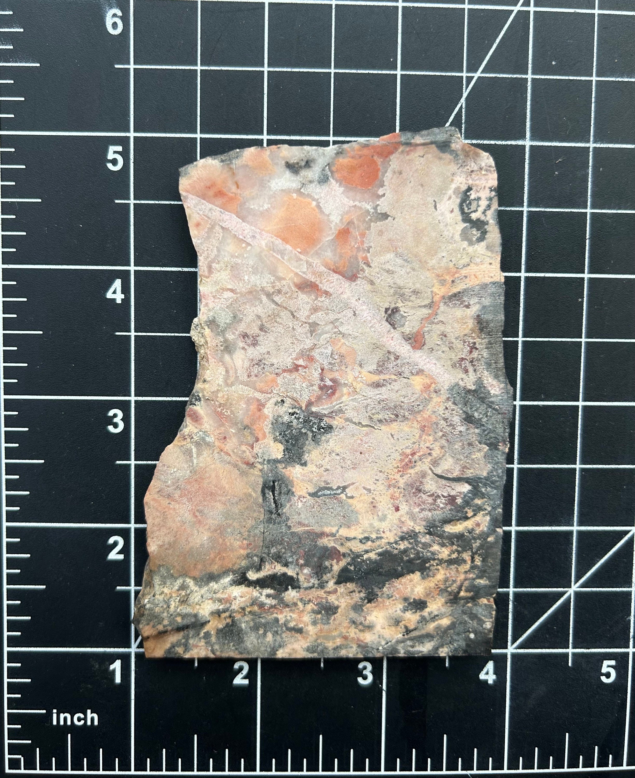 Rhodonite Stone Slab: Rare Peach Tones, Lapidary Material (104g, 6mm ...