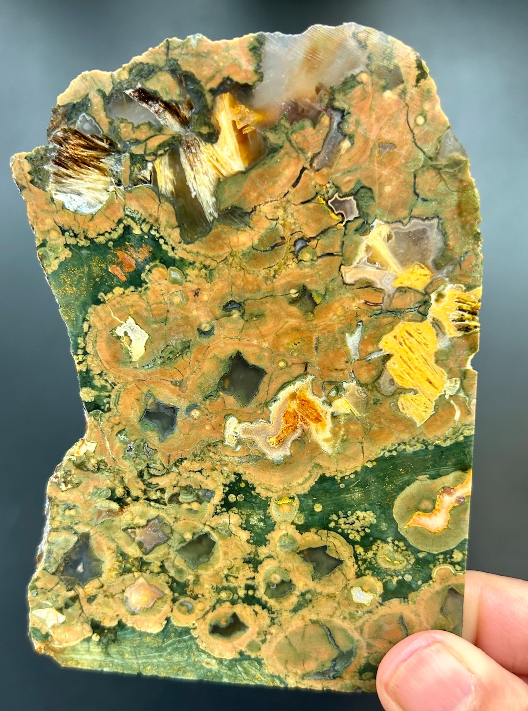 Rainforest Jasper-agate Stone Lapidary Slab, 6 Mm Thick, Rough Stone ...