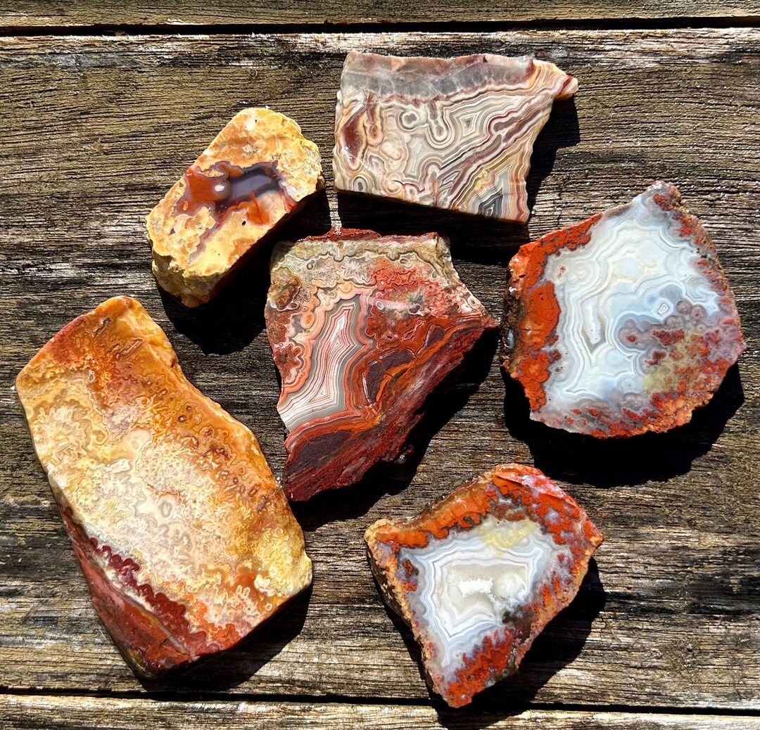 Red Lace Agate Stone Slab Mix: 6 Pieces, Lapidary Material (111g Tw) - Etsy