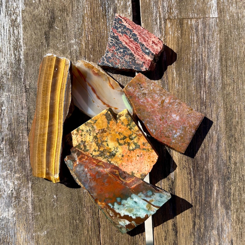 6 Pack Cab Slab Delight, Mixed Lapidary Slab Lot, Small Slabs, Multi ...