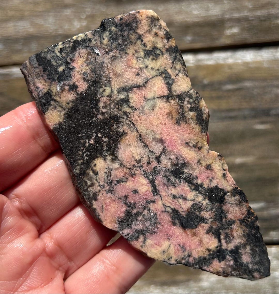 Pink Rhodonite Stone Slab: Lapidary Material (75g, 5mm Thick) - Etsy
