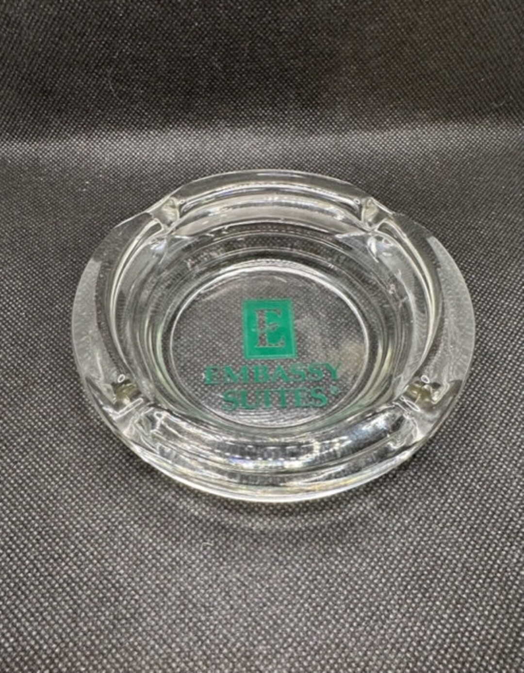 Rare Vintage 4 1/2" Clear Glass Round Ashtray Branded With Embassy ...