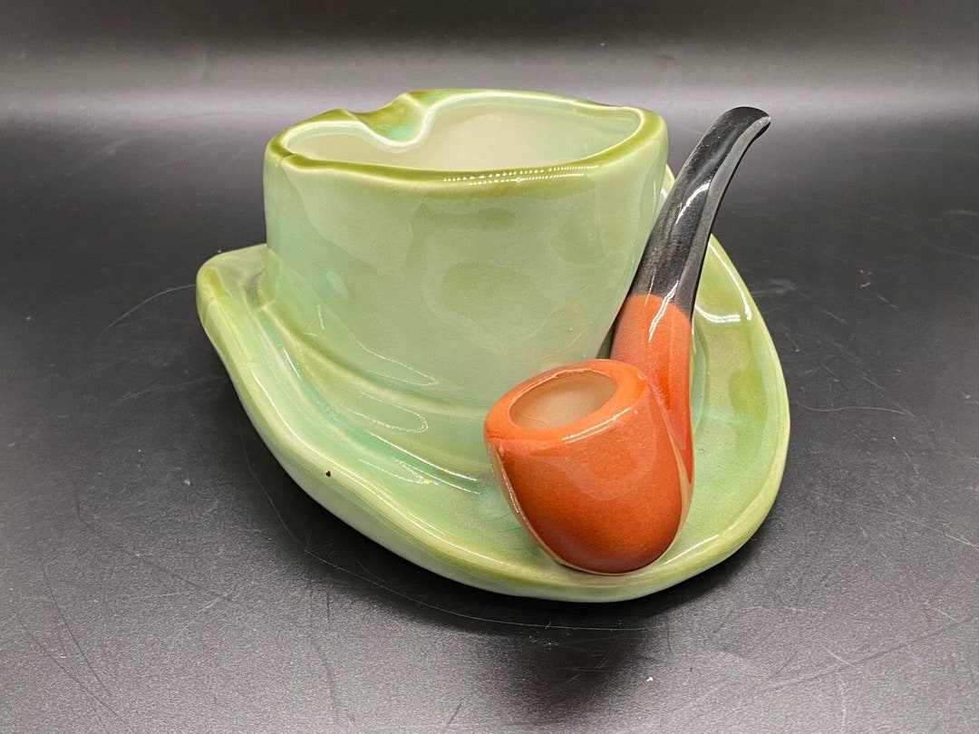 Vintage Japanese Lefton Green Ceramic Hat & Pipe Ashtray - Etsy