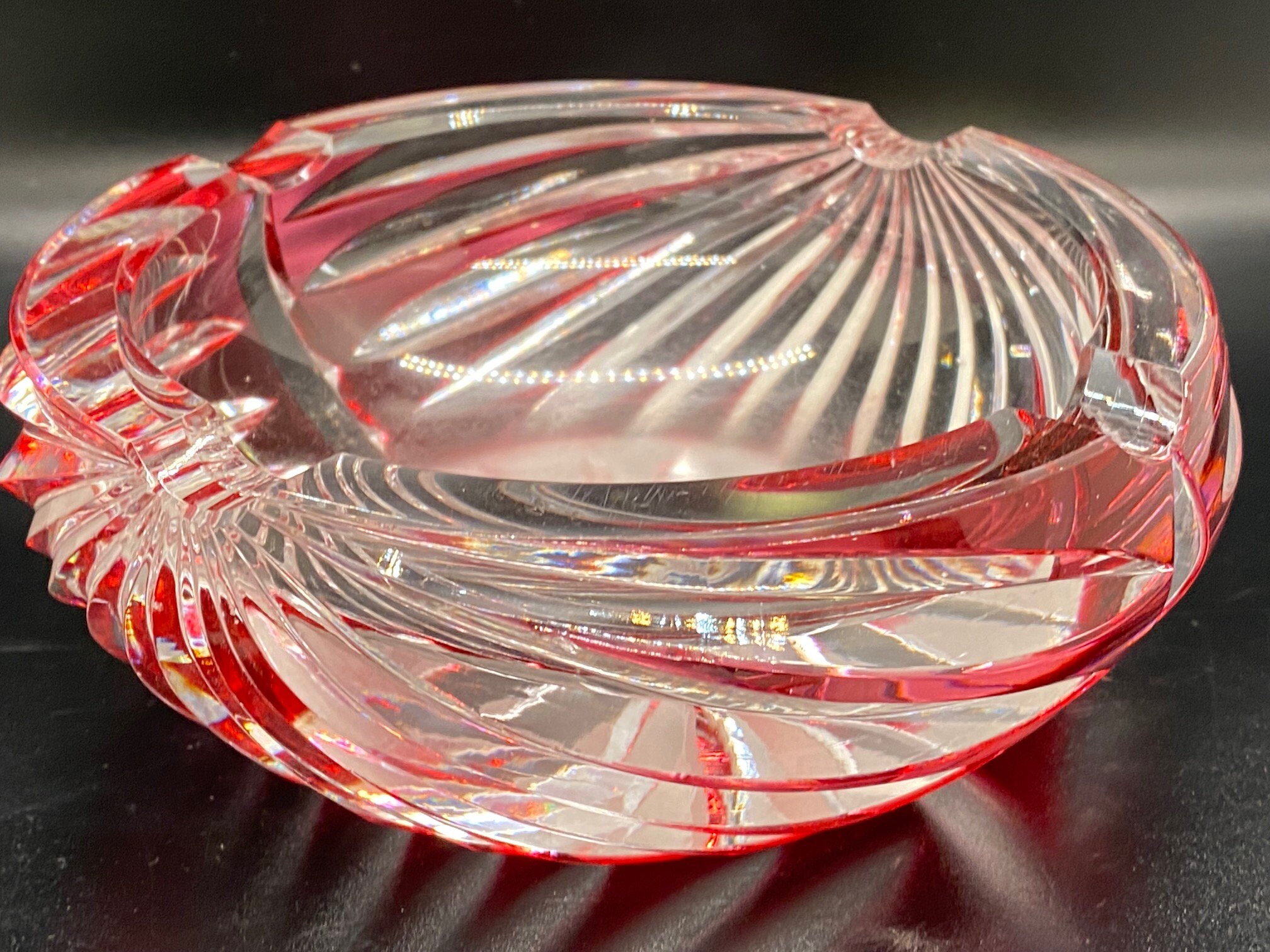 Vintage Red Cut to Clear Regal Vintage Ashtray, Very Hollywood Regency ...