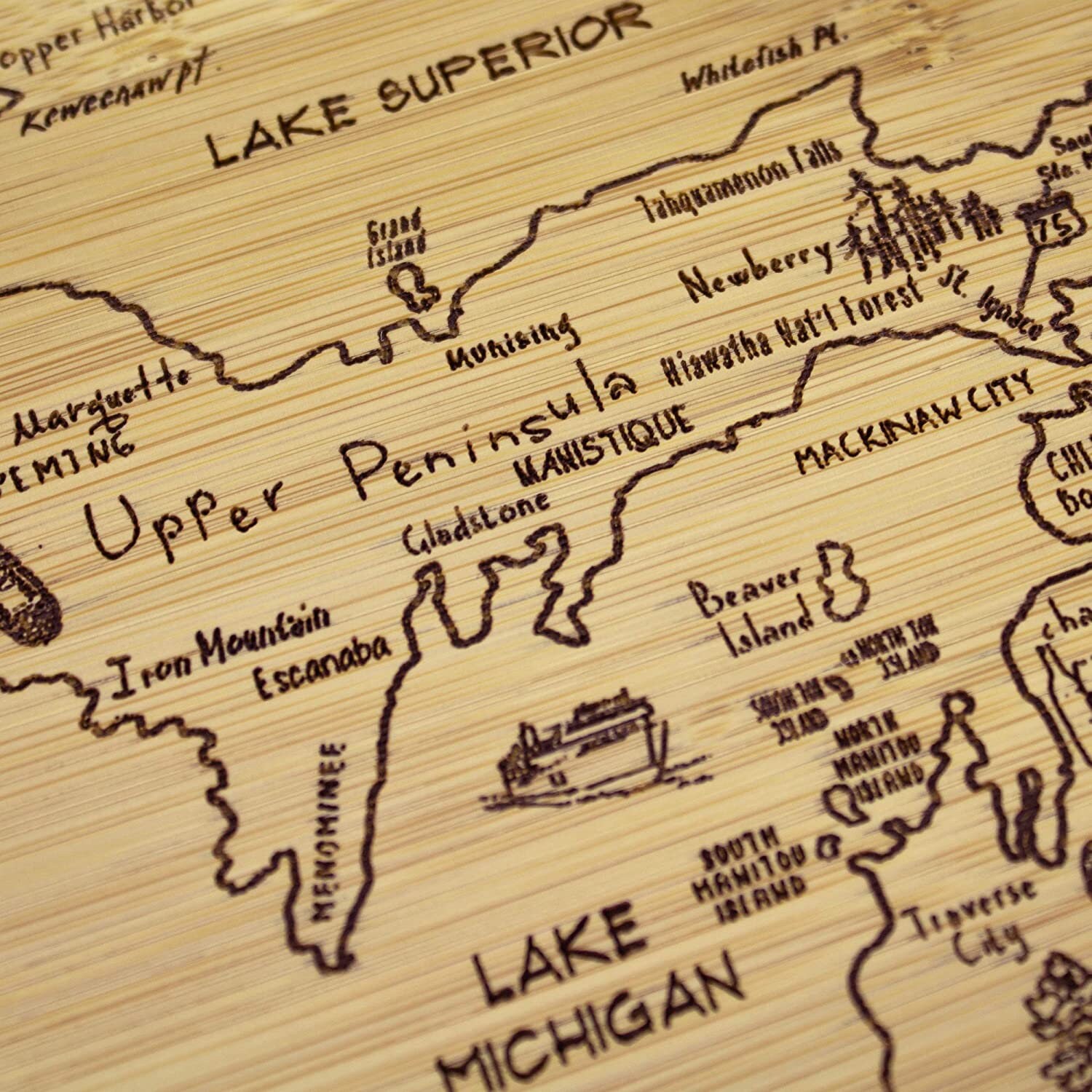 A Slice of Life Michigan Bamboo Serving and Cutting Board - Laser ...