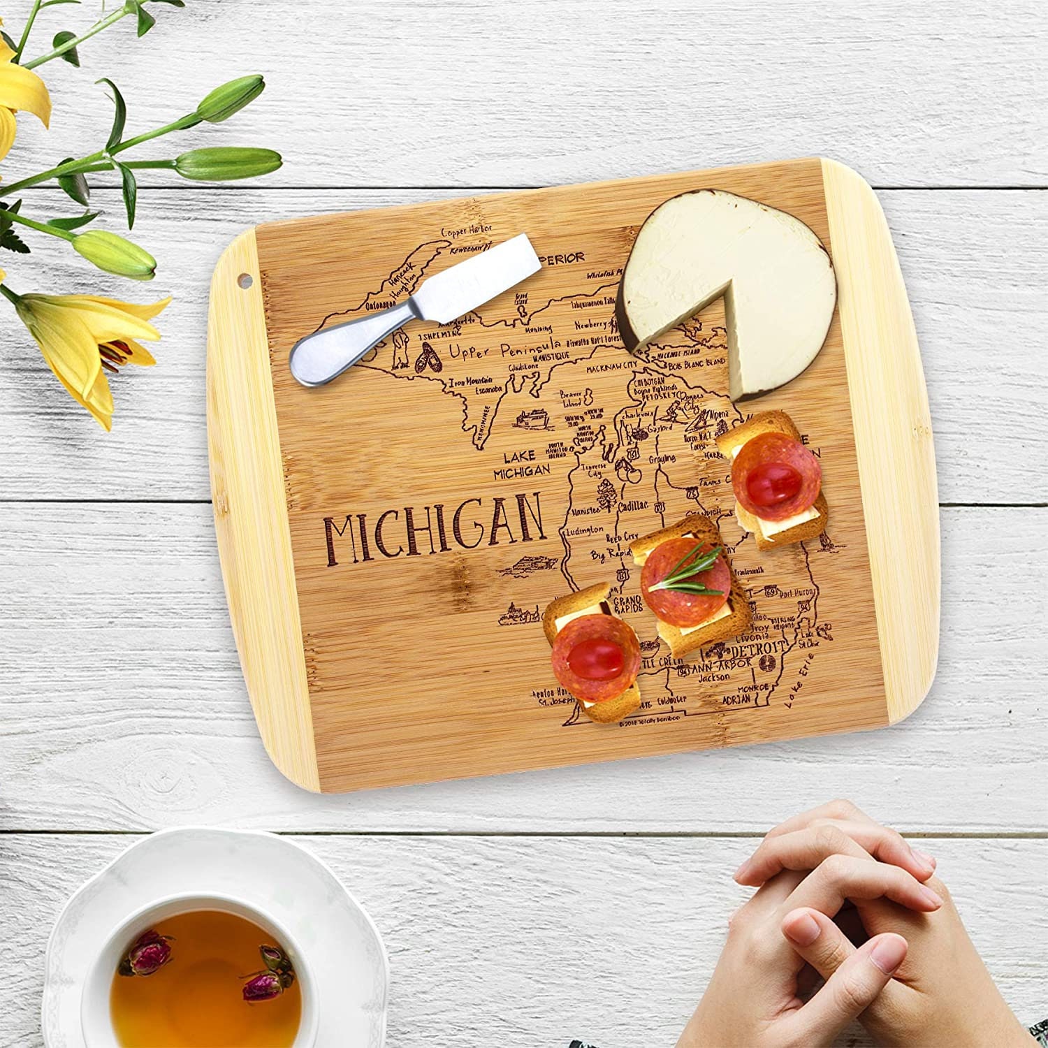 A Slice of Life Michigan Bamboo Serving and Cutting Board - Laser ...