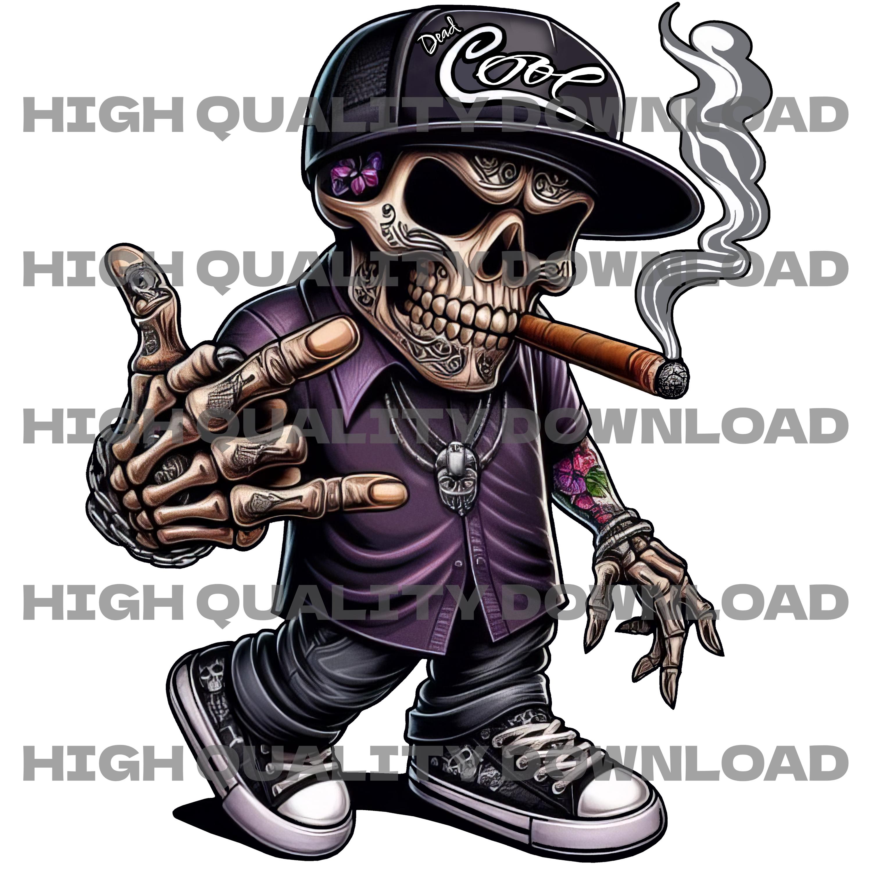 Gangster Skeleton PNG Skull Boy Hip Hop Bruh Clipart Streetwear ...