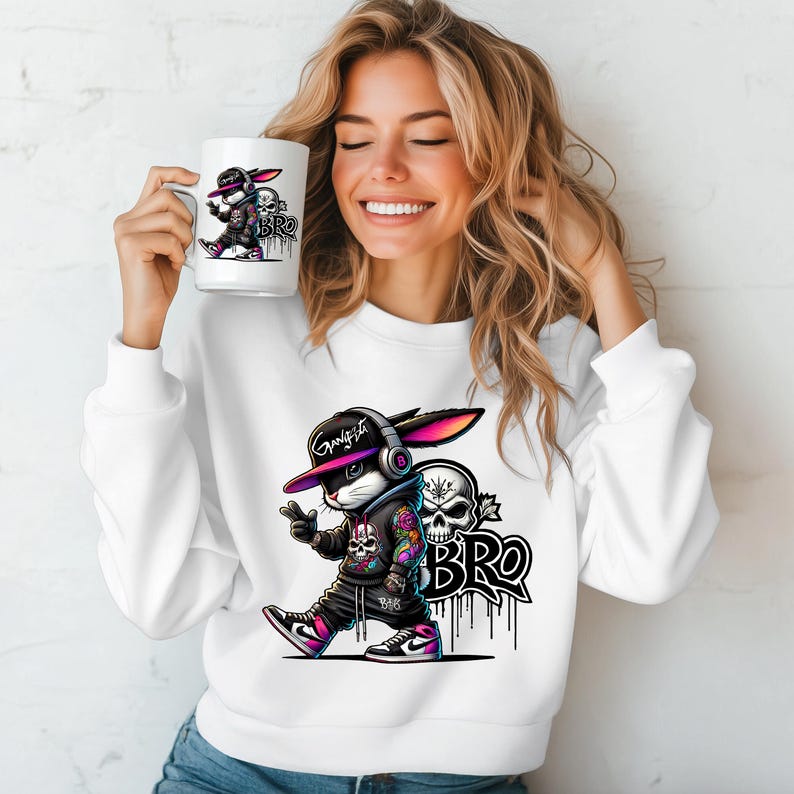 Hip Hop Gangster Rabbit Boy PNG T-shirt Design Sublimation DTF Graphic ...