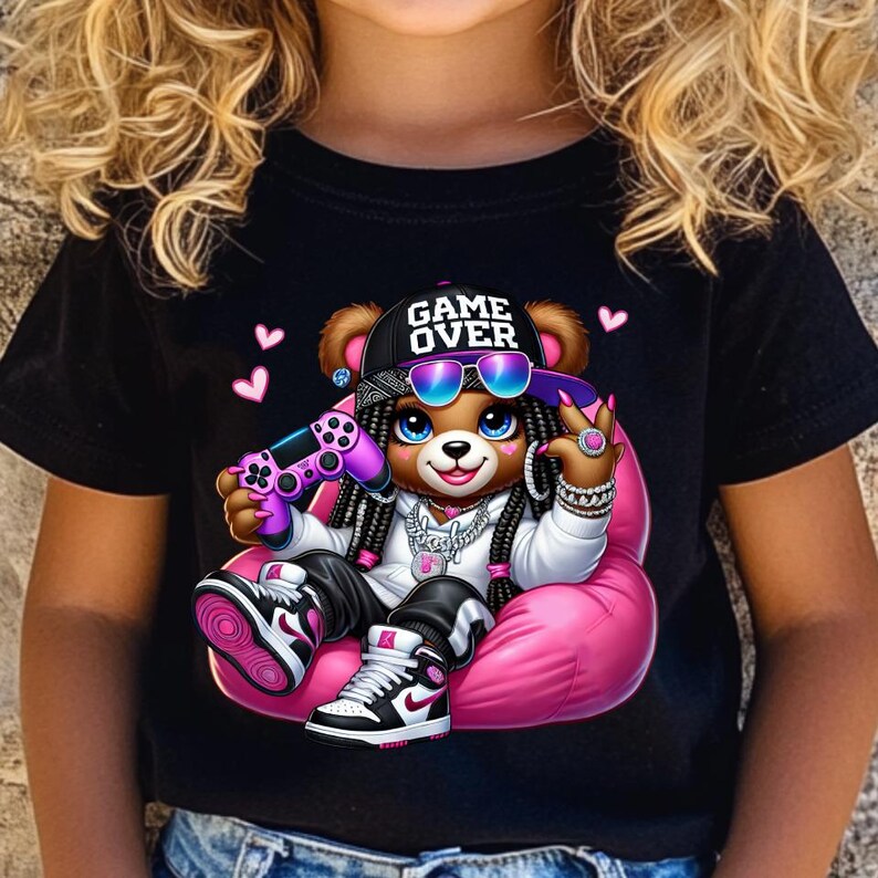 Video Gamer Girl Hip Hop Teddy Bear PNG Gangster Gamer Sublimation ...