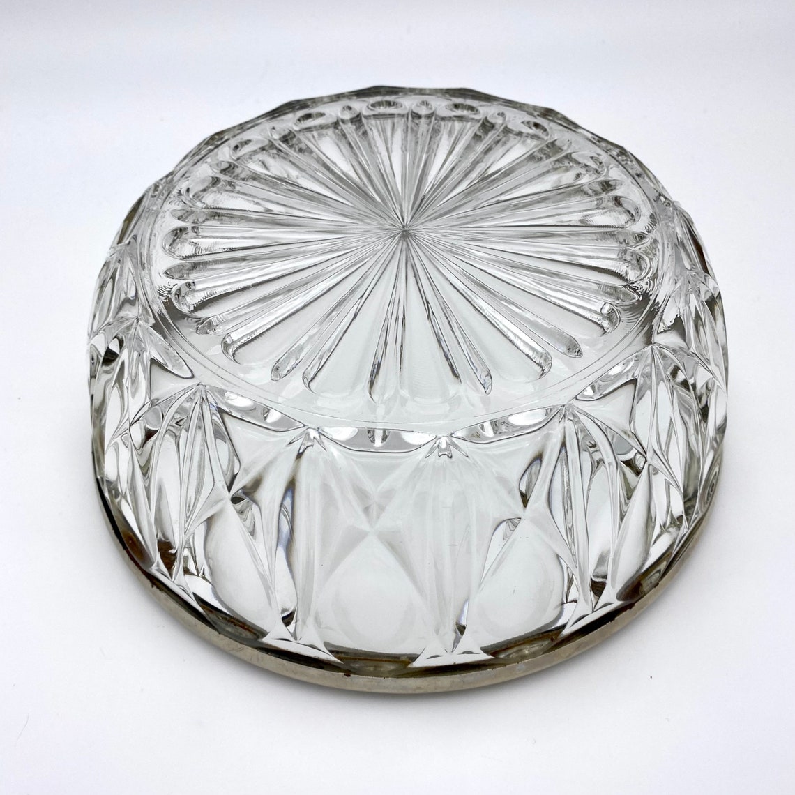 Large 9 Crystal Bowl With Silver Metal Rim - Etsy