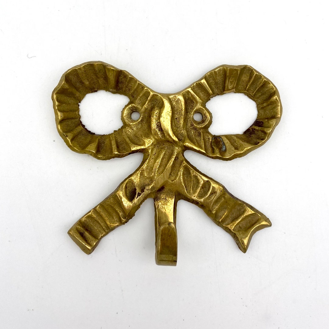 Vintage Brass Bow Wall Mounted Hook - Etsy