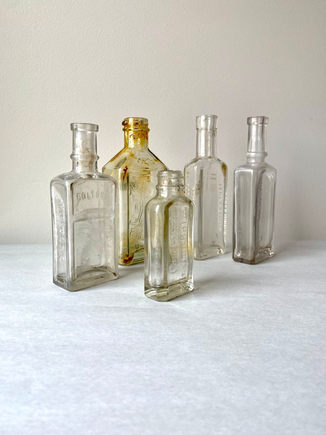 Set of Five Late 1800s to Early 1900s Antique Bottles Including A.S ...