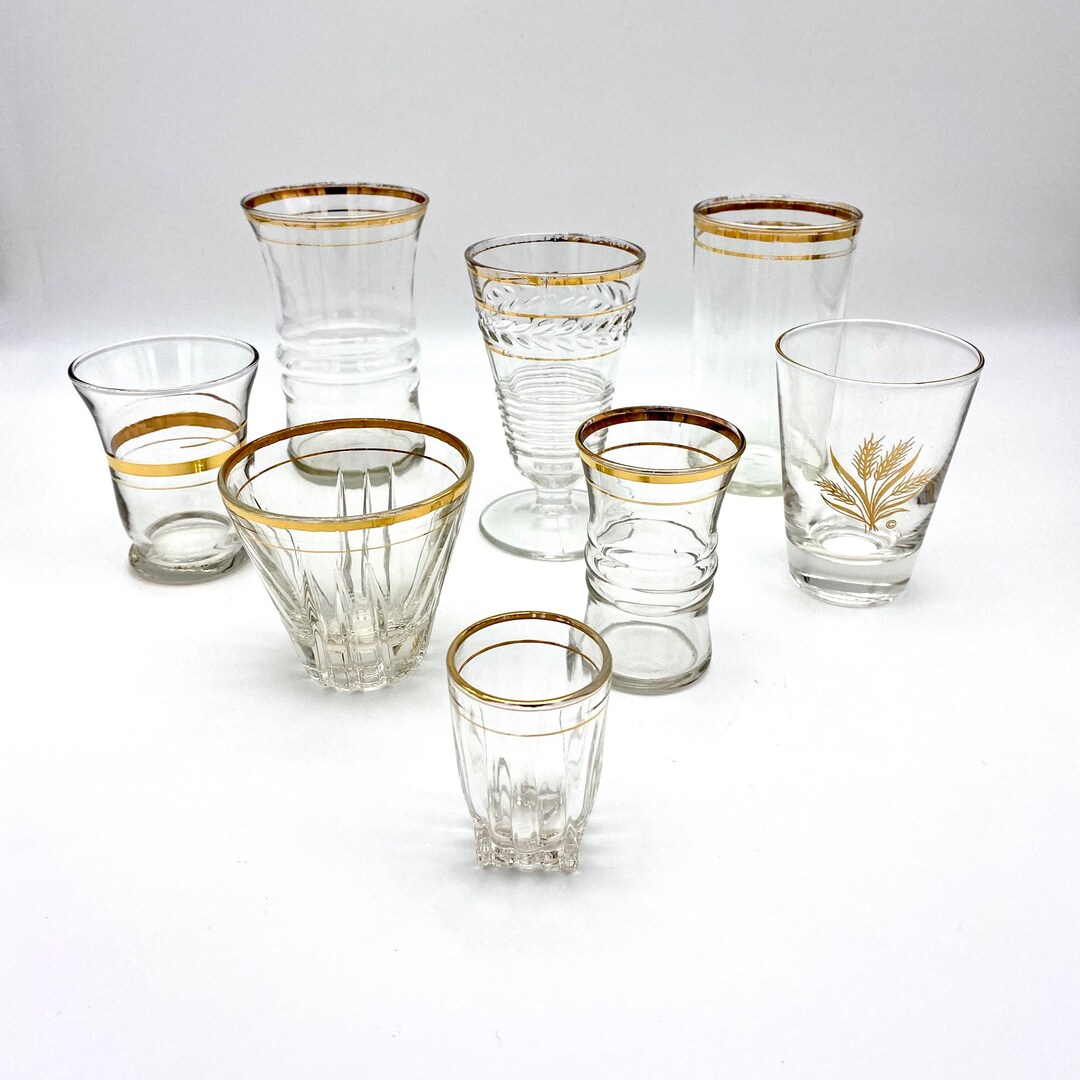 Various Sets of 1940's Gold Stripe Detail Glasses Juice - Etsy