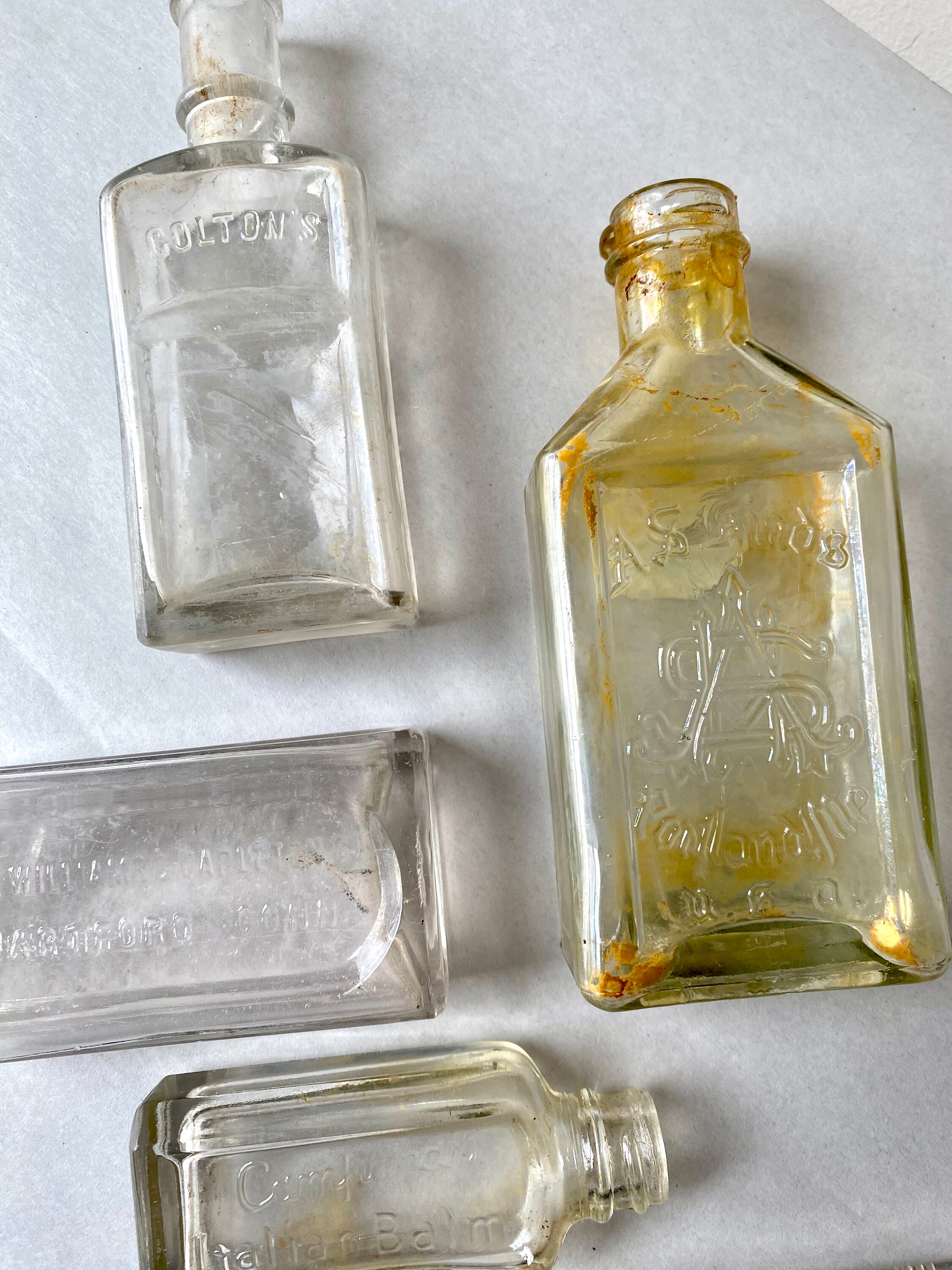 Set of Five Late 1800s to Early 1900s Antique Bottles Including A.S ...