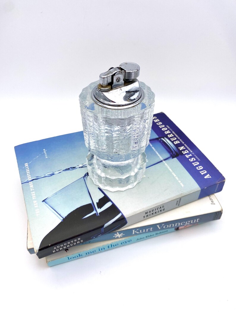 Vintage MCM Textured Crystal Table Lighter - Etsy