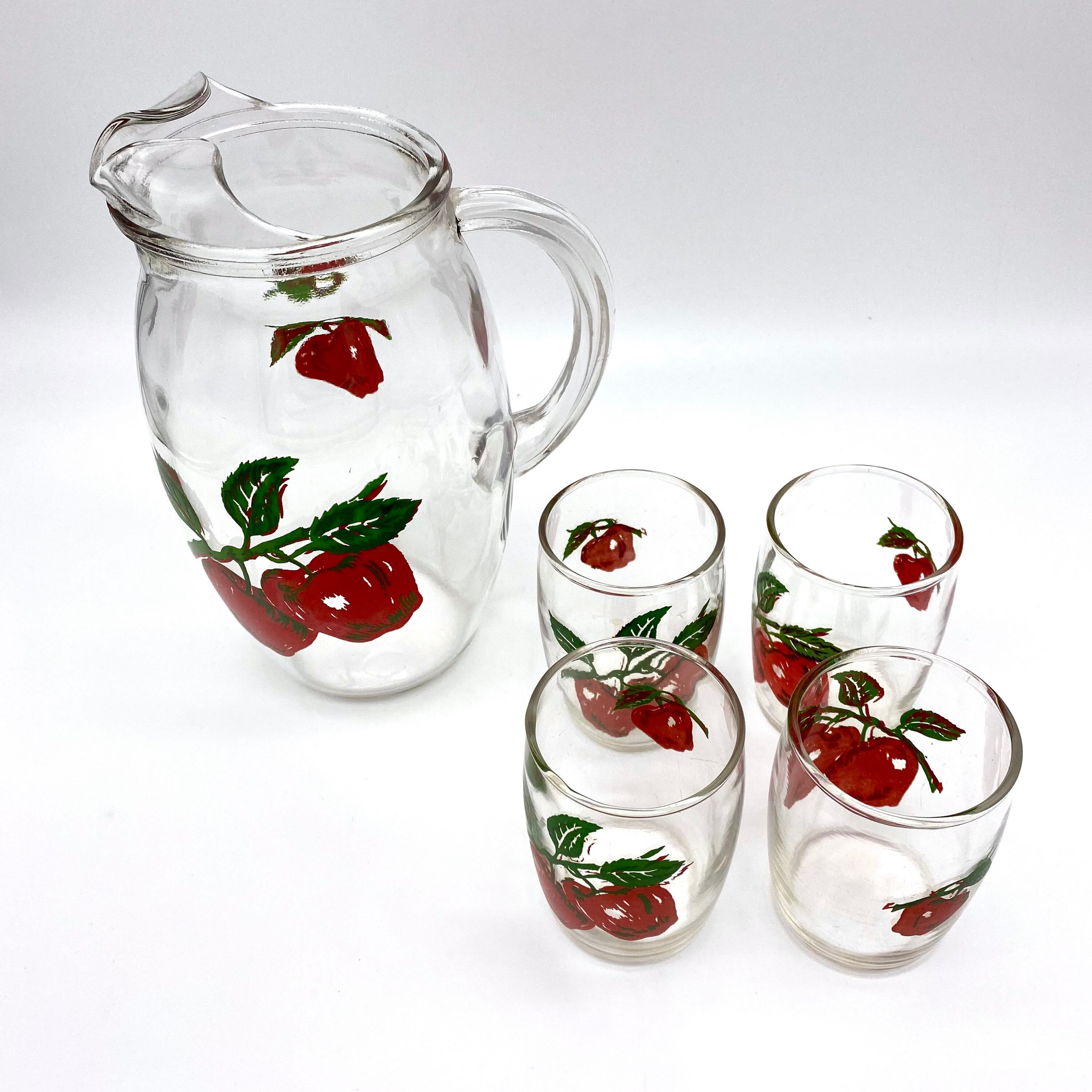 Vintage Apple Juice Glass and Pitcher Set - Etsy