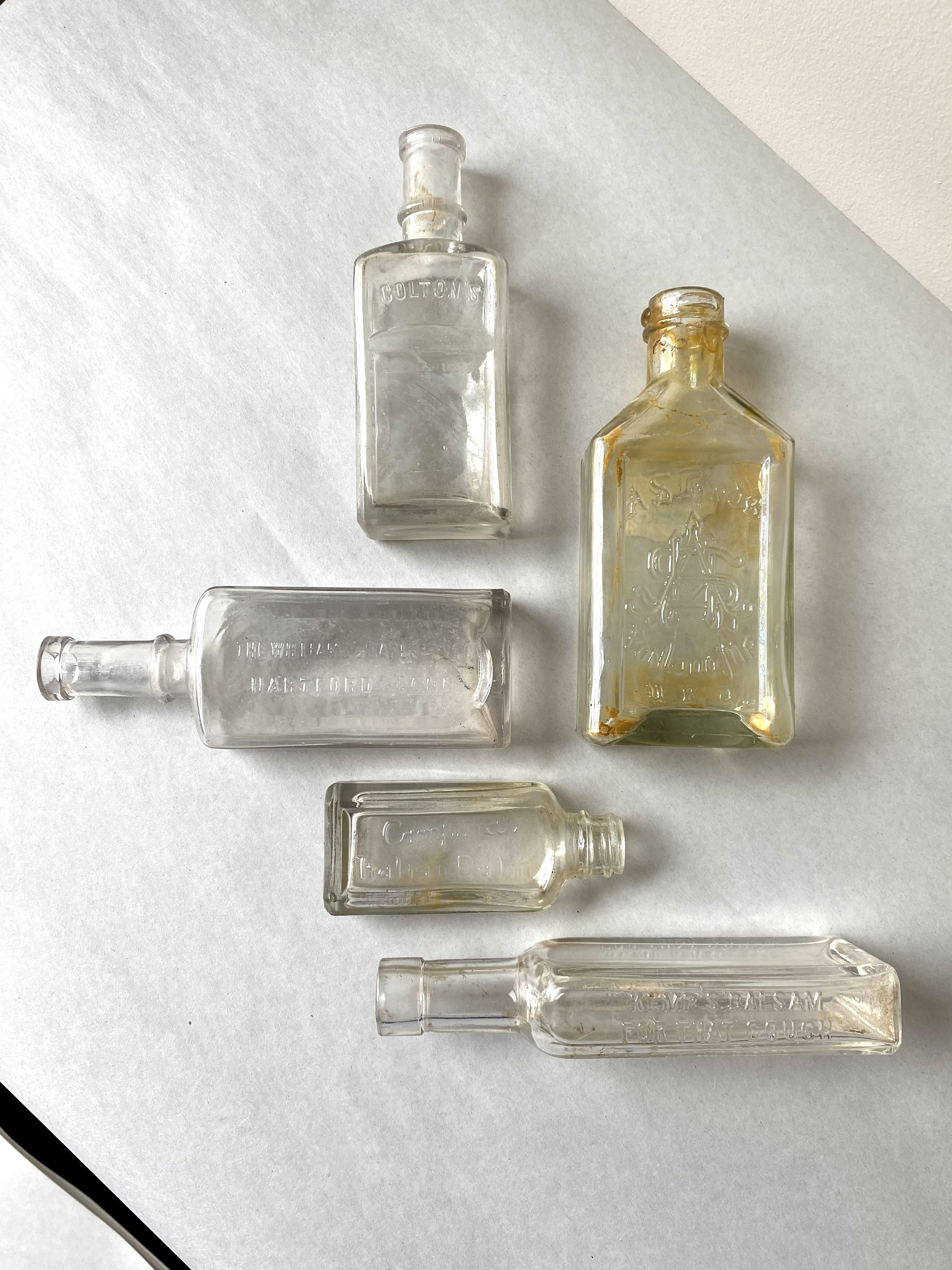Set of Five Late 1800s to Early 1900s Antique Bottles Including A.S ...