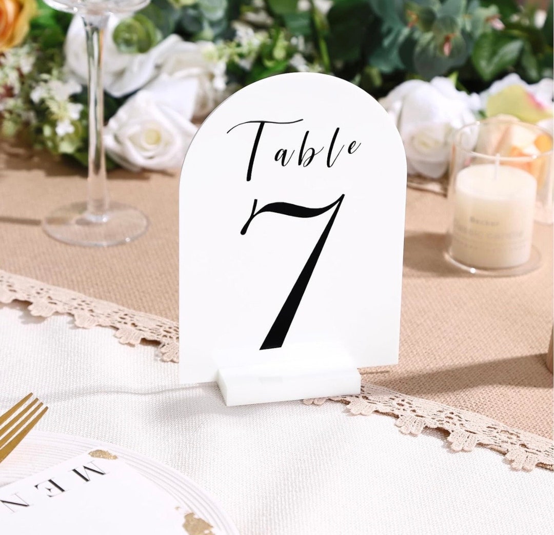 Acrylic Wedding Table Numbers Frosted Arch Table Numbers Elegant Center ...