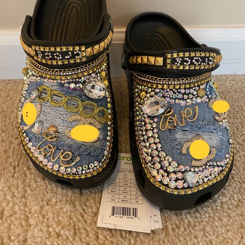 Custom Bling Luxury Jean Denim or Fabric Croc Clogs - Etsy