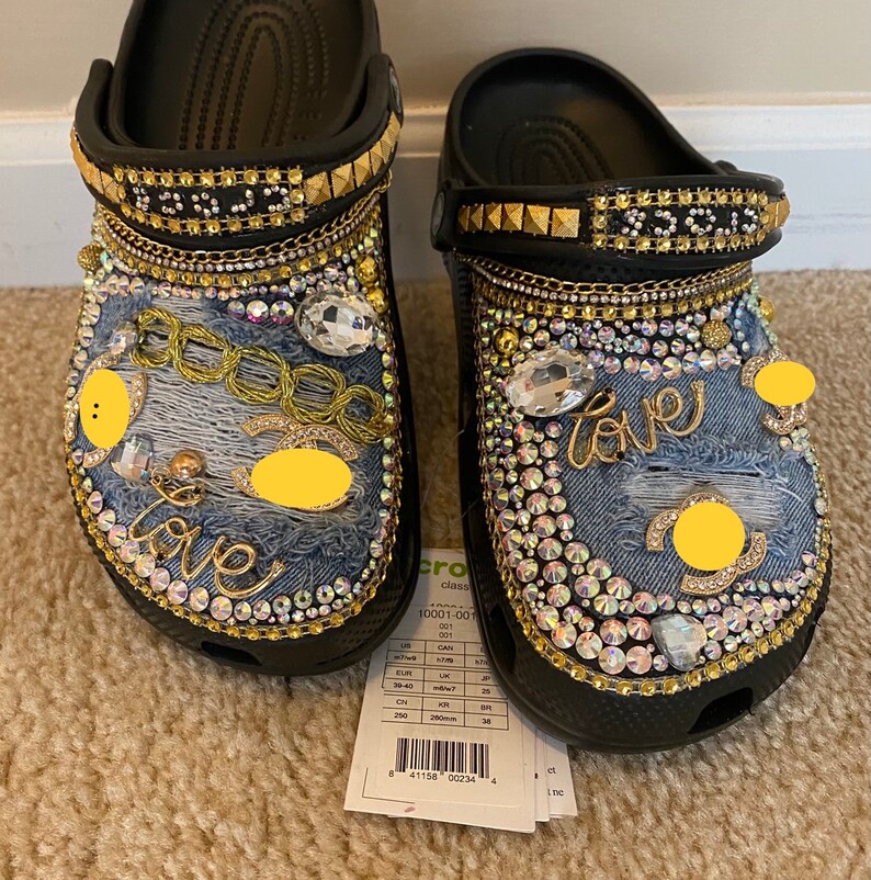 Custom Bling Luxury Jean Denim or Fabric Croc Clogs - Etsy