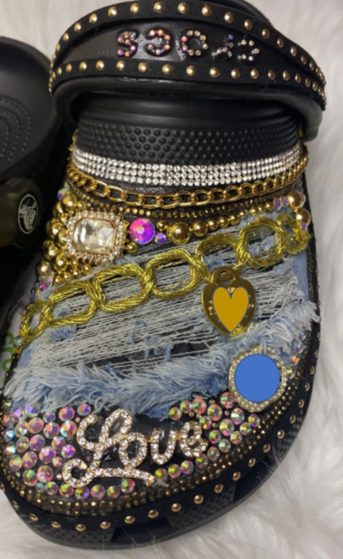 Custom Bling Luxury Jean Denim or Fabric Croc Clogs - Etsy