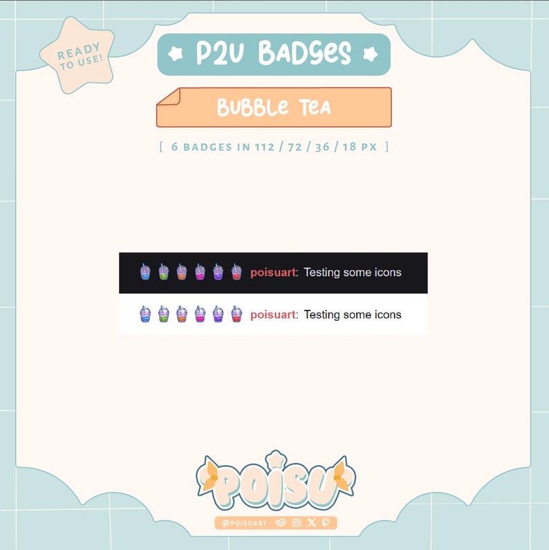 Colorful Bubble Tea P2U Badges for Twitch / Discord / Youtube - Etsy