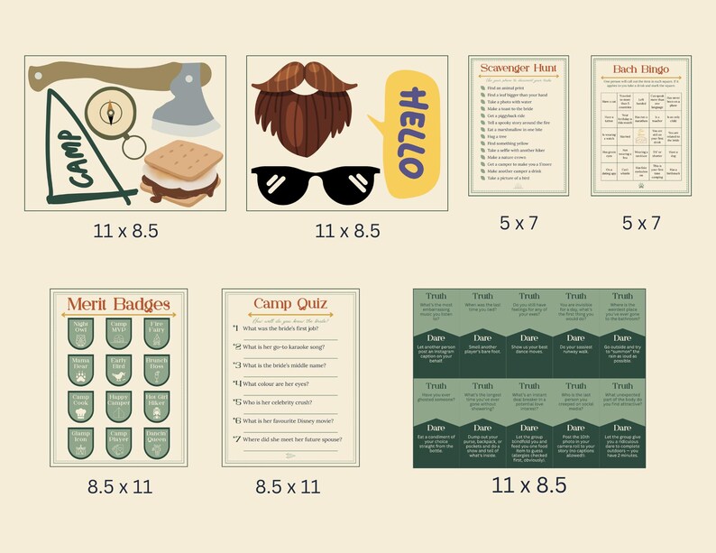 Camp Bachelorette Games Pack | Editable Canva Bach Party Activities ...