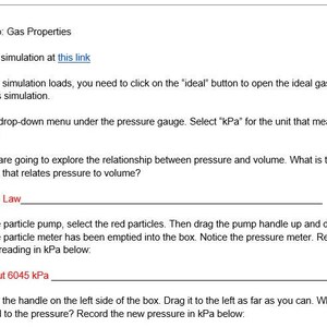 Phet Lab - Gas Properties - 7th Grade Science ANSWER KEY INCLUDED - Etsy