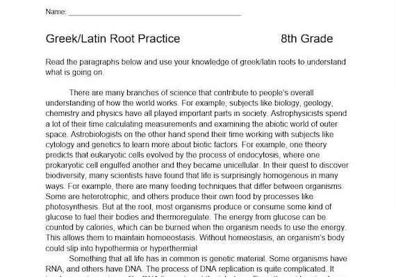 Greek And Latin Roots Worksheet 6th Grade 6th Grade Greek And Latin