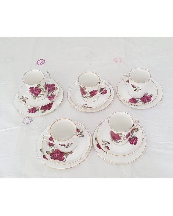 English Rose Coffee Set Elegant Floral Tea Set red Rose Tea - Etsy