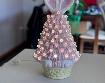 Large Illuminated Easter Bunny Ceramic Tree With Basket Base ...