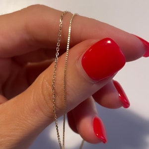 Solid Gold Box Chain Bracelet • Gold Chain Bracelet • Dainty Gold ...