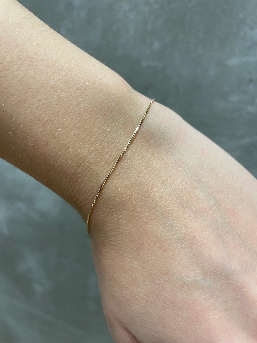 Solid Gold Box Chain Bracelet • Gold Chain Bracelet • Dainty Gold ...