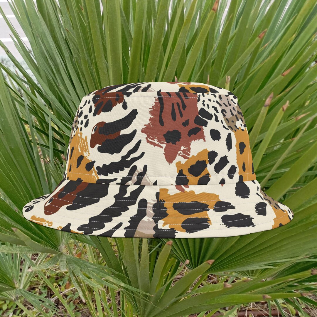 Leopard Print Bucket Hat, Summer Animal Print Hat, Fun Holiday ...