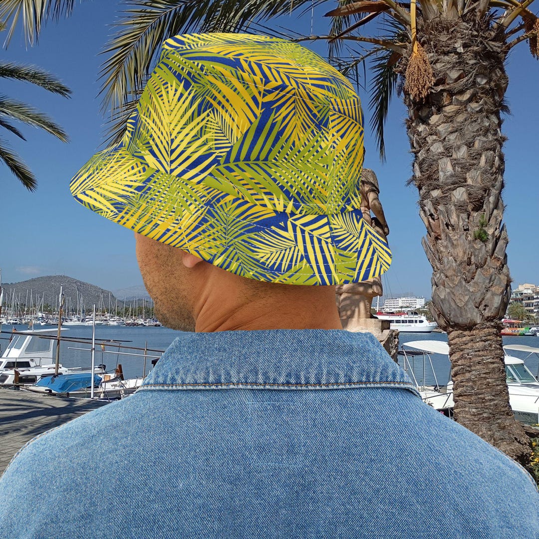 Palm Leaf Bucket Hat - Fun Summer Outdoor Beach Party Hat for Men and ...
