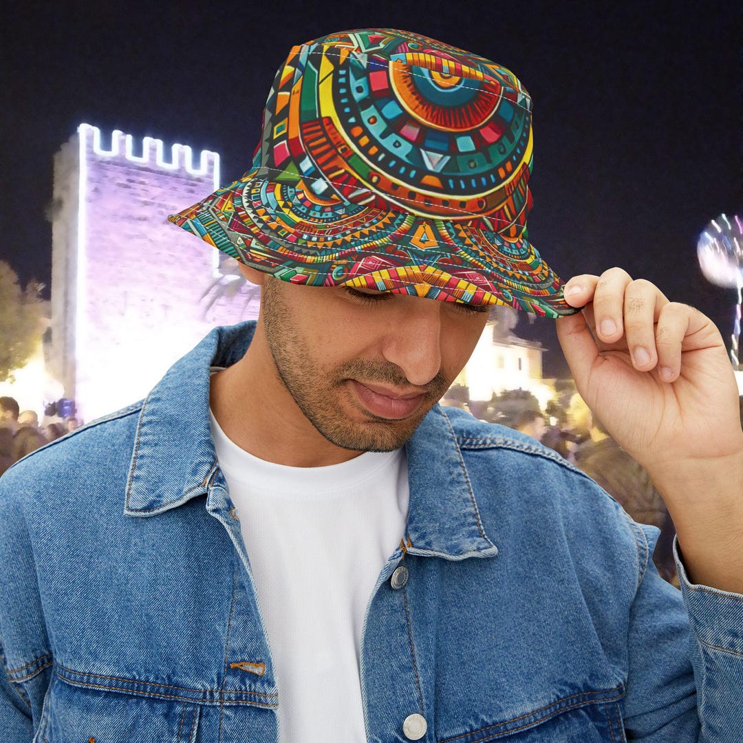 Ndebele African Print Bucket Hat: Bold Festival Headwear - Etsy