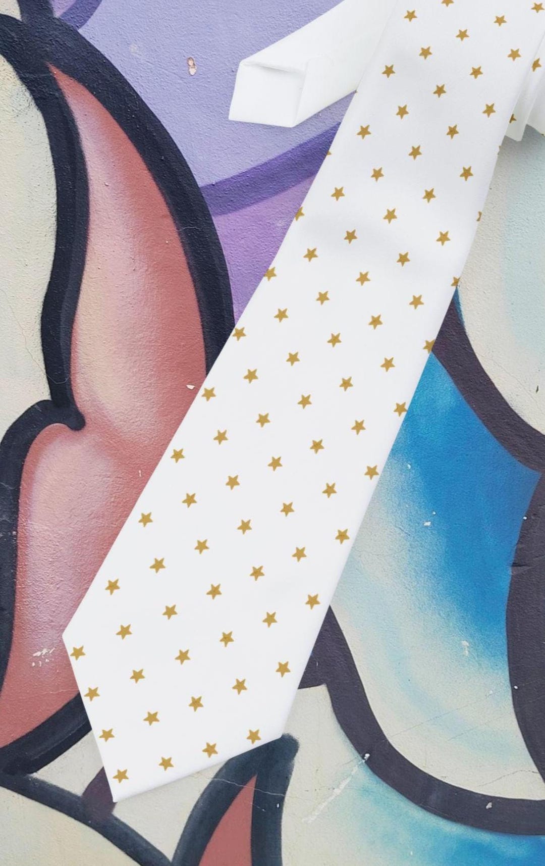 Gold Star Necktie, Festive Tie - Etsy