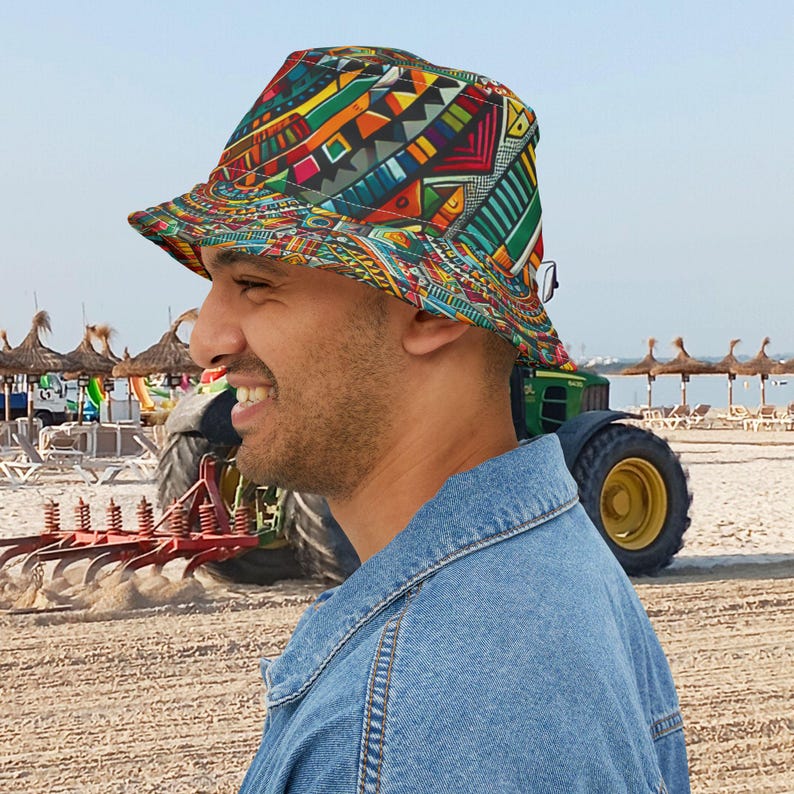 Ndebele African Print Bucket Hat: Bold Festival Headwear - Etsy