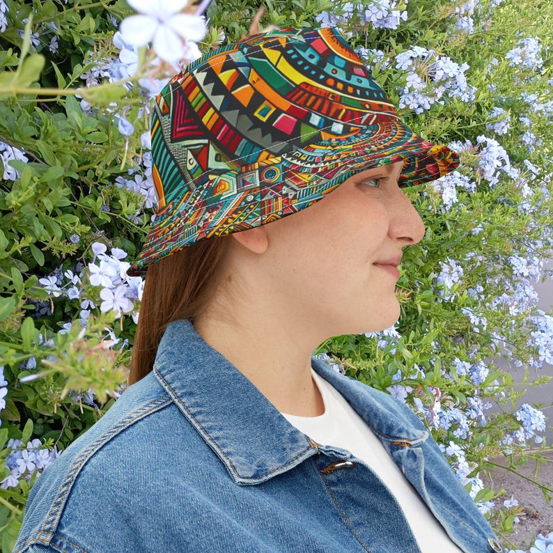 Ndebele African Print Bucket Hat: Bold Festival Headwear - Etsy