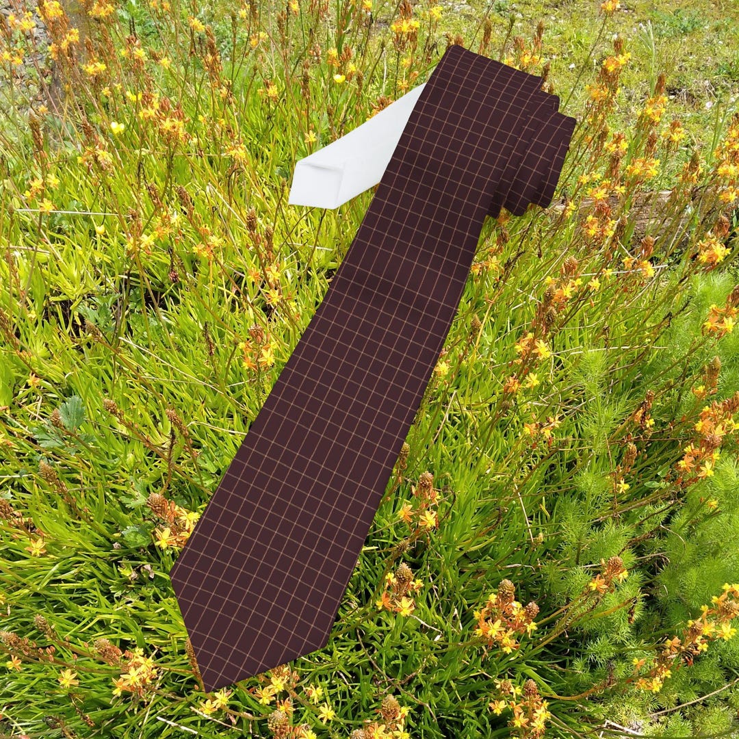 Dark Red Checked Grid Necktie, Cream Grid Pattern Necktie - Etsy
