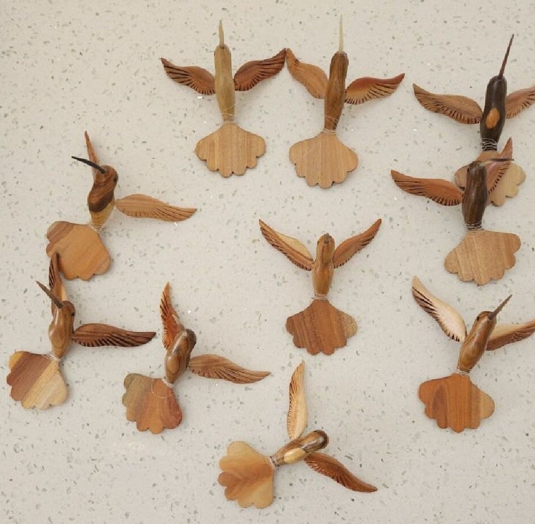 Handcrafted Wooden Hummingbird Set - Etsy