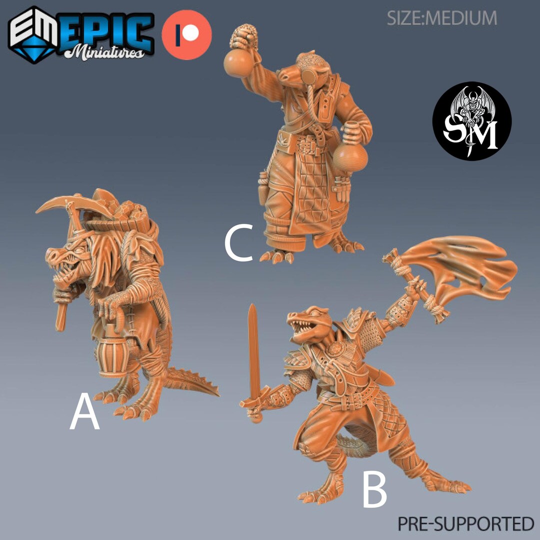 Lizardman Tribe Humanoid NPC Epic Miniatures 28-32mm - Etsy