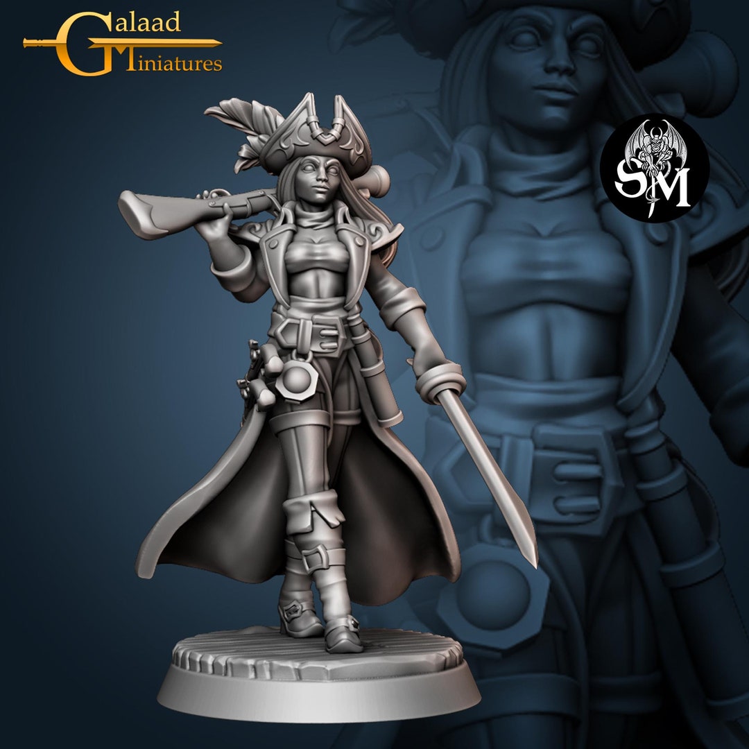 Captain Walking Pirate Player Characters NPC Galaad Miniatures 28-32mm ...