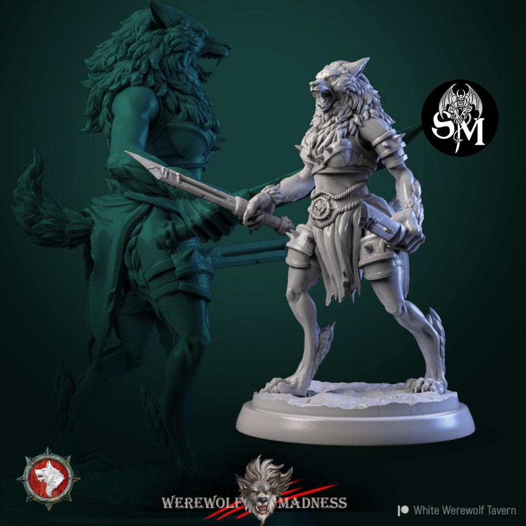 Werewolf Female V1 Humanoid White Werewolf Tavern - Etsy
