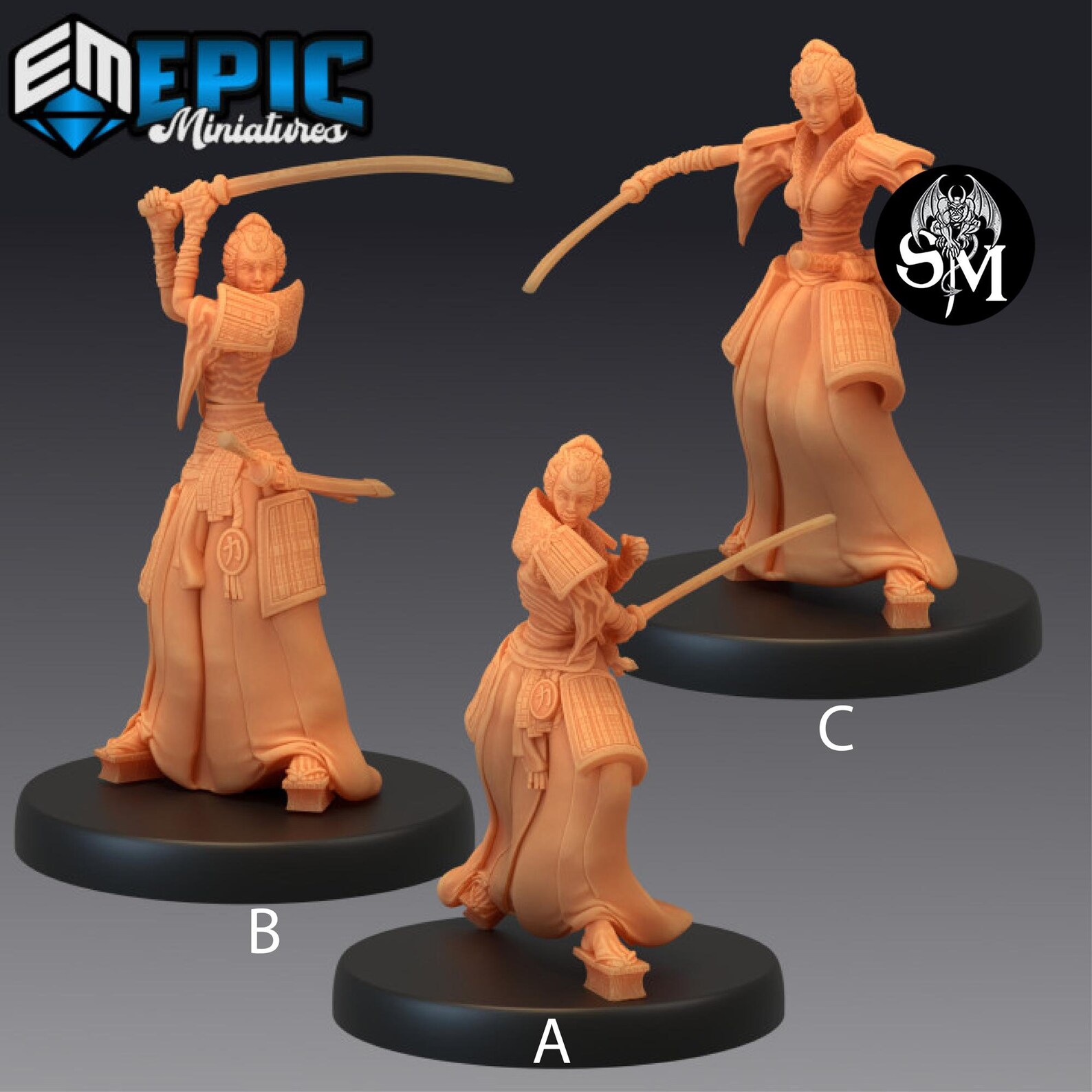 Samurai Female Japanese epic Miniatures 28-32mm - Etsy