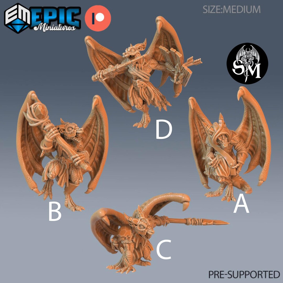 Winged Kobold Humanoid epic Miniatures 28-32mm - Etsy